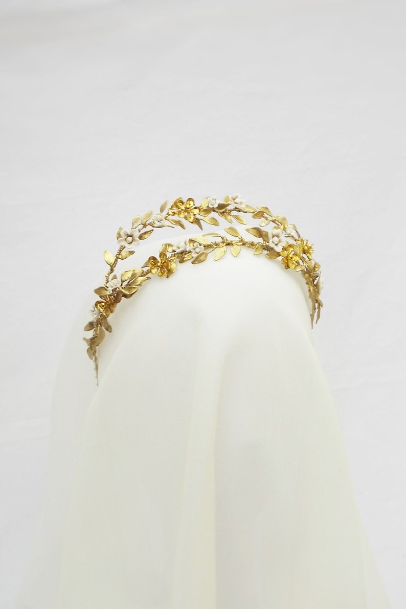 Gold Tiara Gold Bridal Crown Gold Leaf Headpiece 176 - Etsy