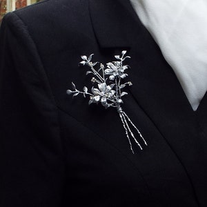 Boutonniere Silver Buttonhole Grooms Pin 390 - Etsy