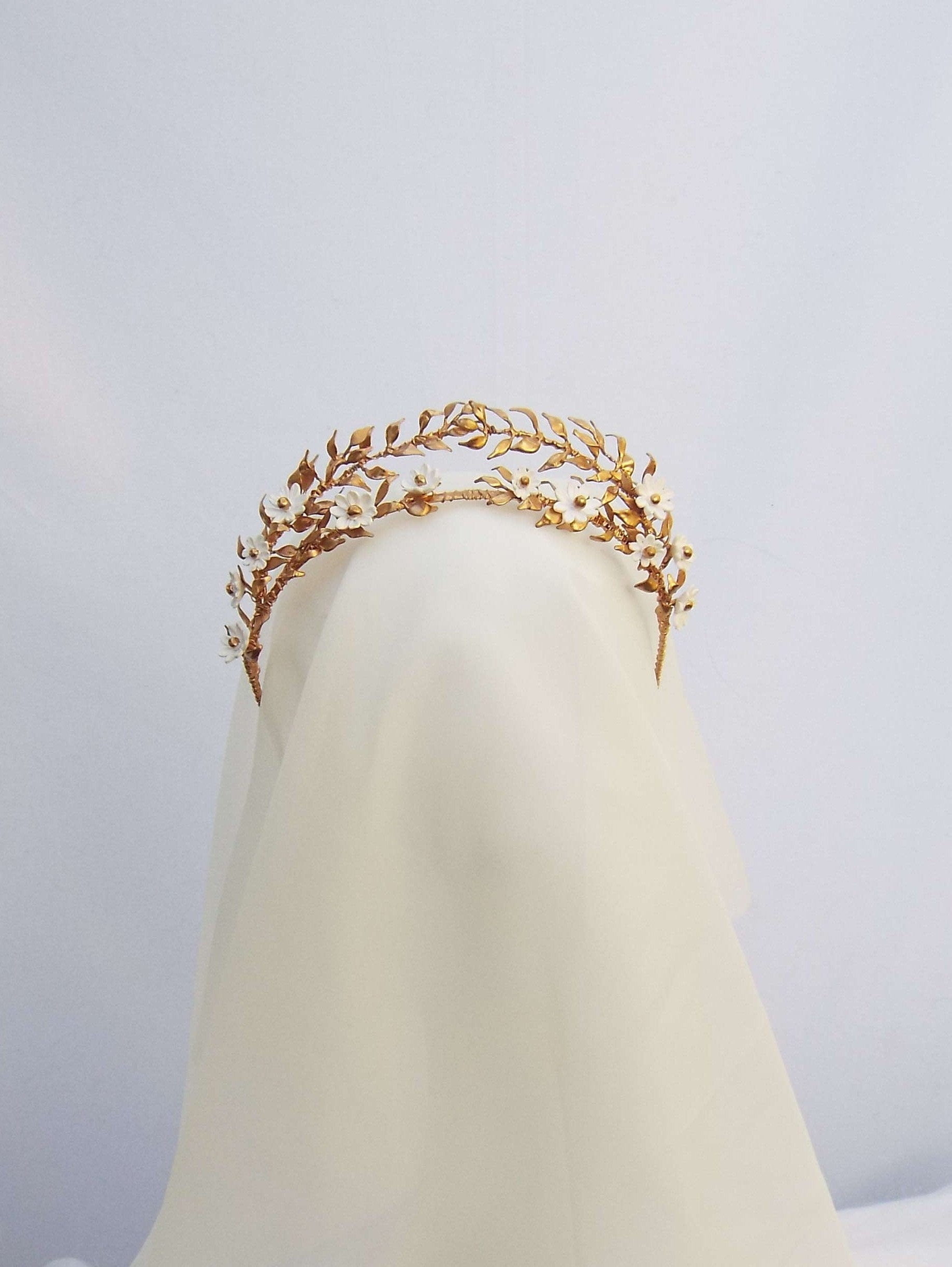 Bronze bridal Crown Bronze tiara 70s style wedding Daisy | Etsy