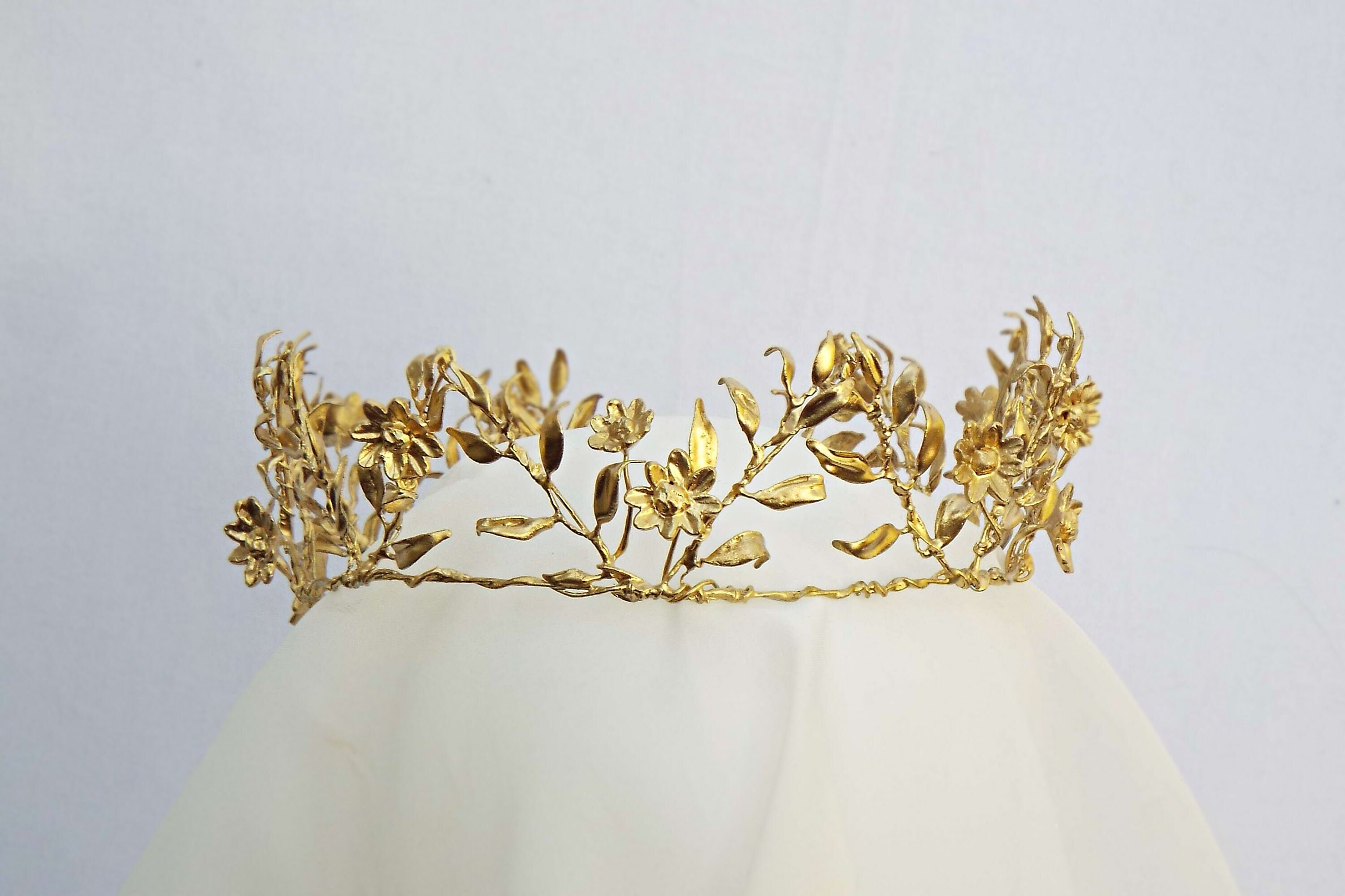 Gold Leaf Crown Pointed Crown Myrtle Leaf Tiara Eastern | Etsy