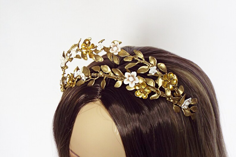 Gold Tiara Gold Bridal Crown Gold Leaf Headpiece 176 - Etsy