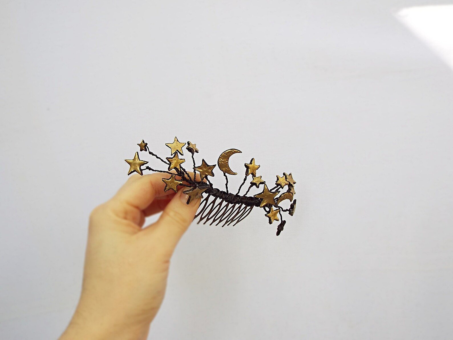 Celestial Star Hair Comb Black and Gold Star Comb Bridal - Etsy