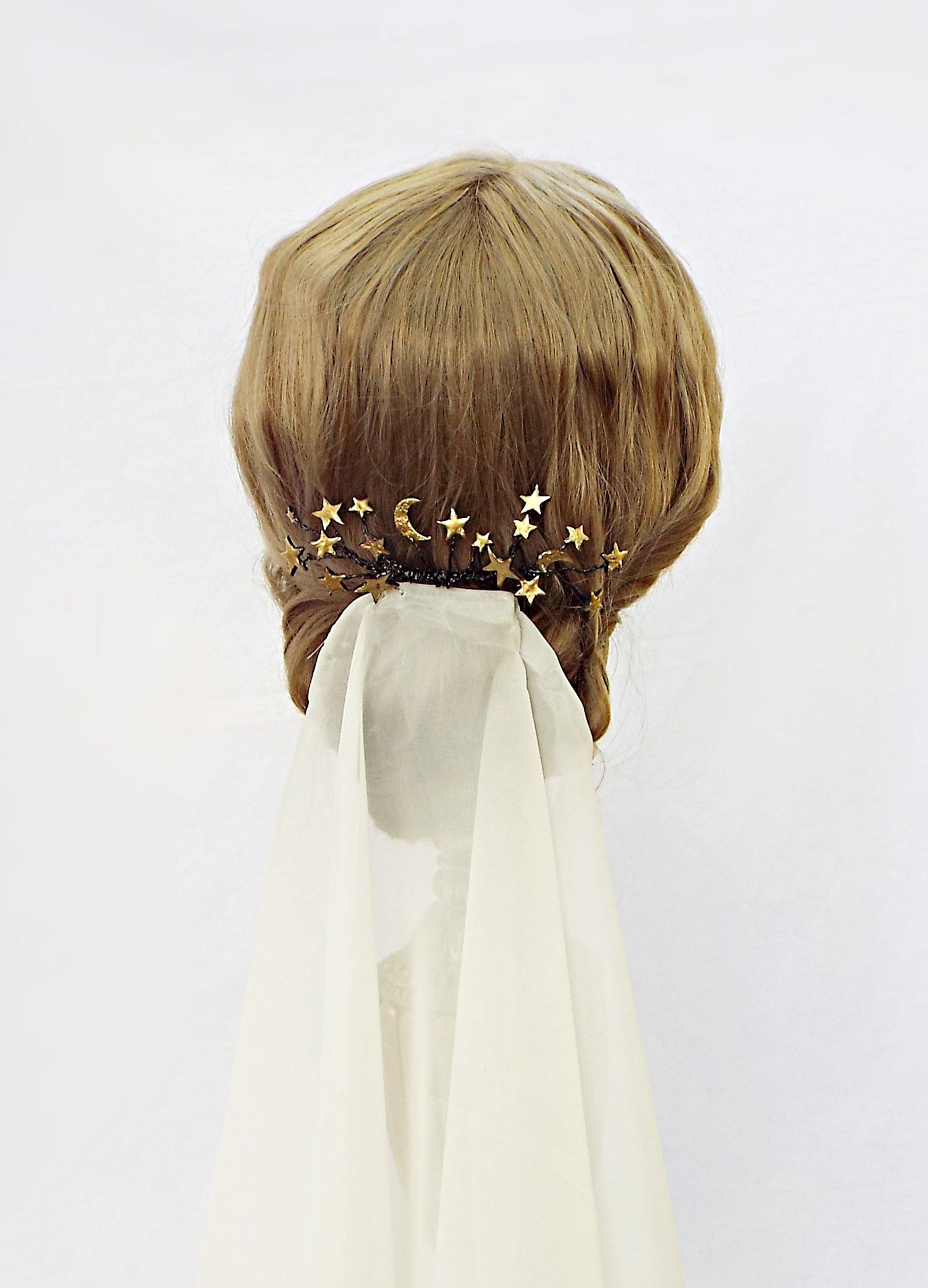 Celestial Star Hair Comb Black and Gold Star Comb Bridal - Etsy