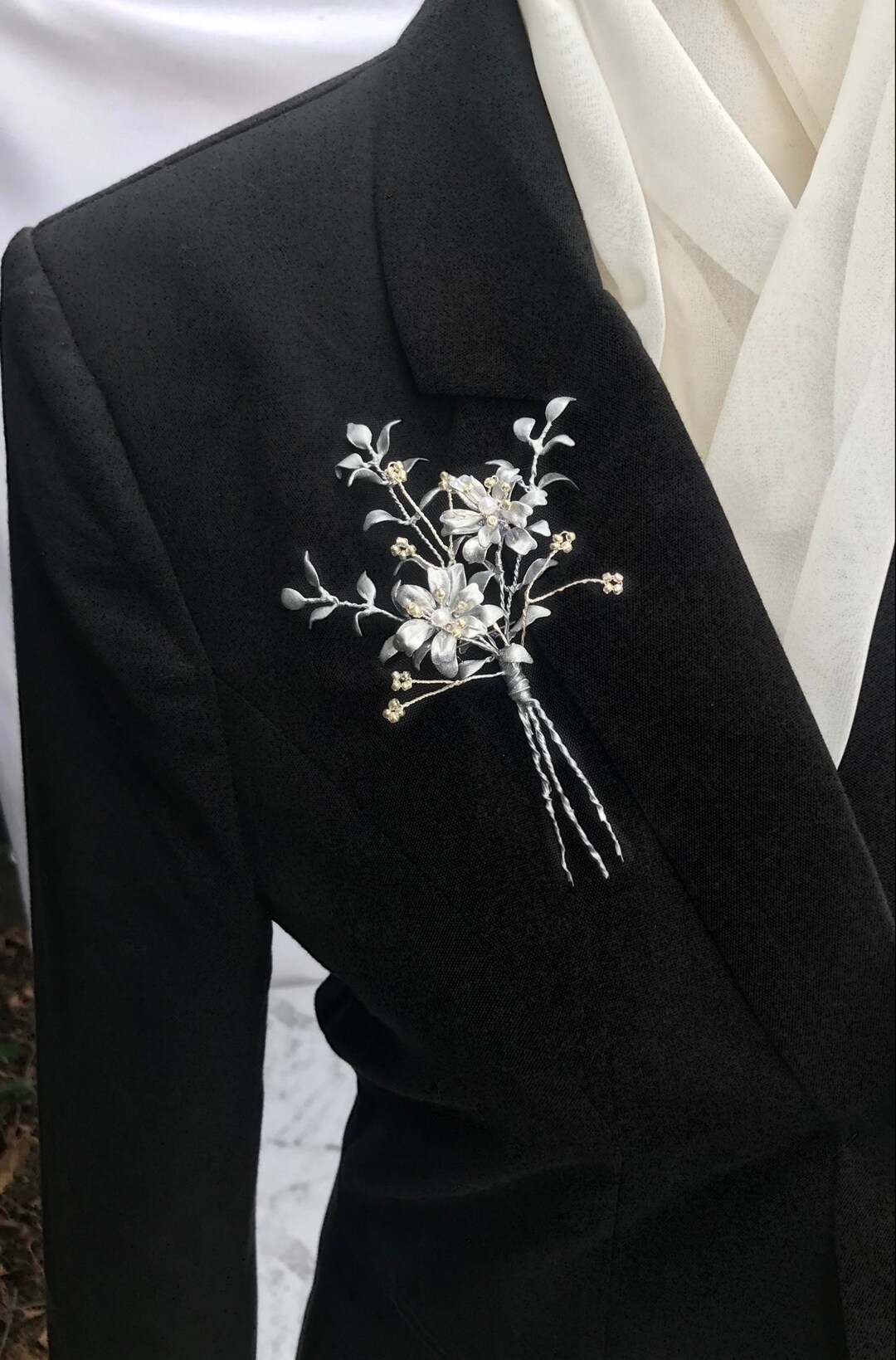 Boutonniere Silver Buttonhole Grooms Pin 390 - Etsy
