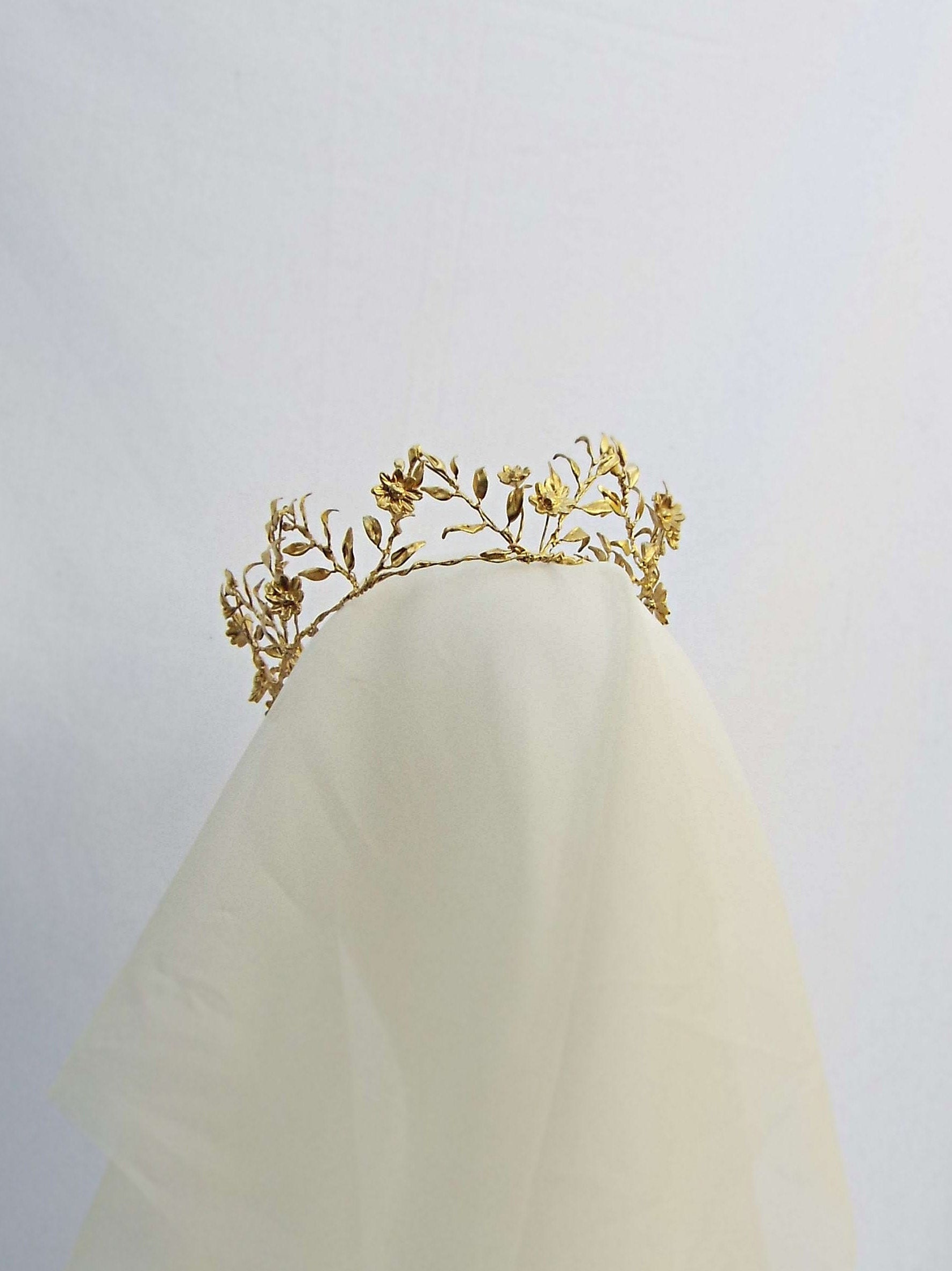 Gold Leaf Crown Pointed Crown Myrtle Leaf Tiara Eastern | Etsy