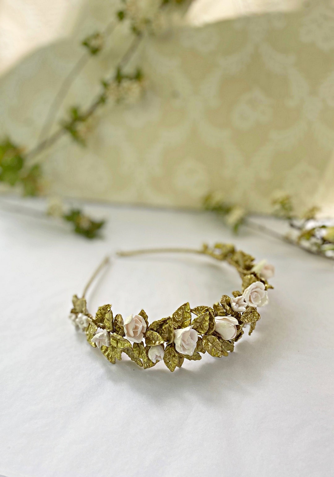 Couronne de mariée feuille d'or, couronne de mariage en or, couronne de ...