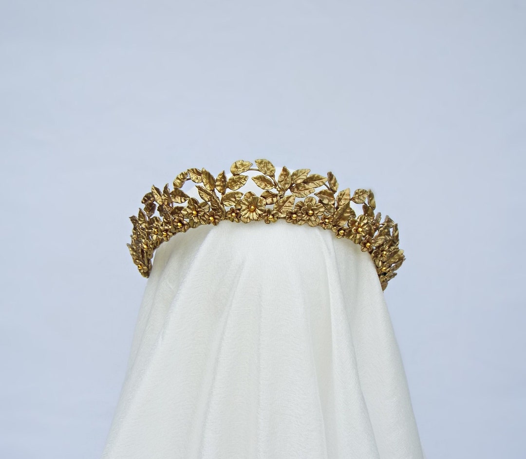 Golden Headdress, Dark Gold Bridal Crown, Wedding Headpiece, Statement ...