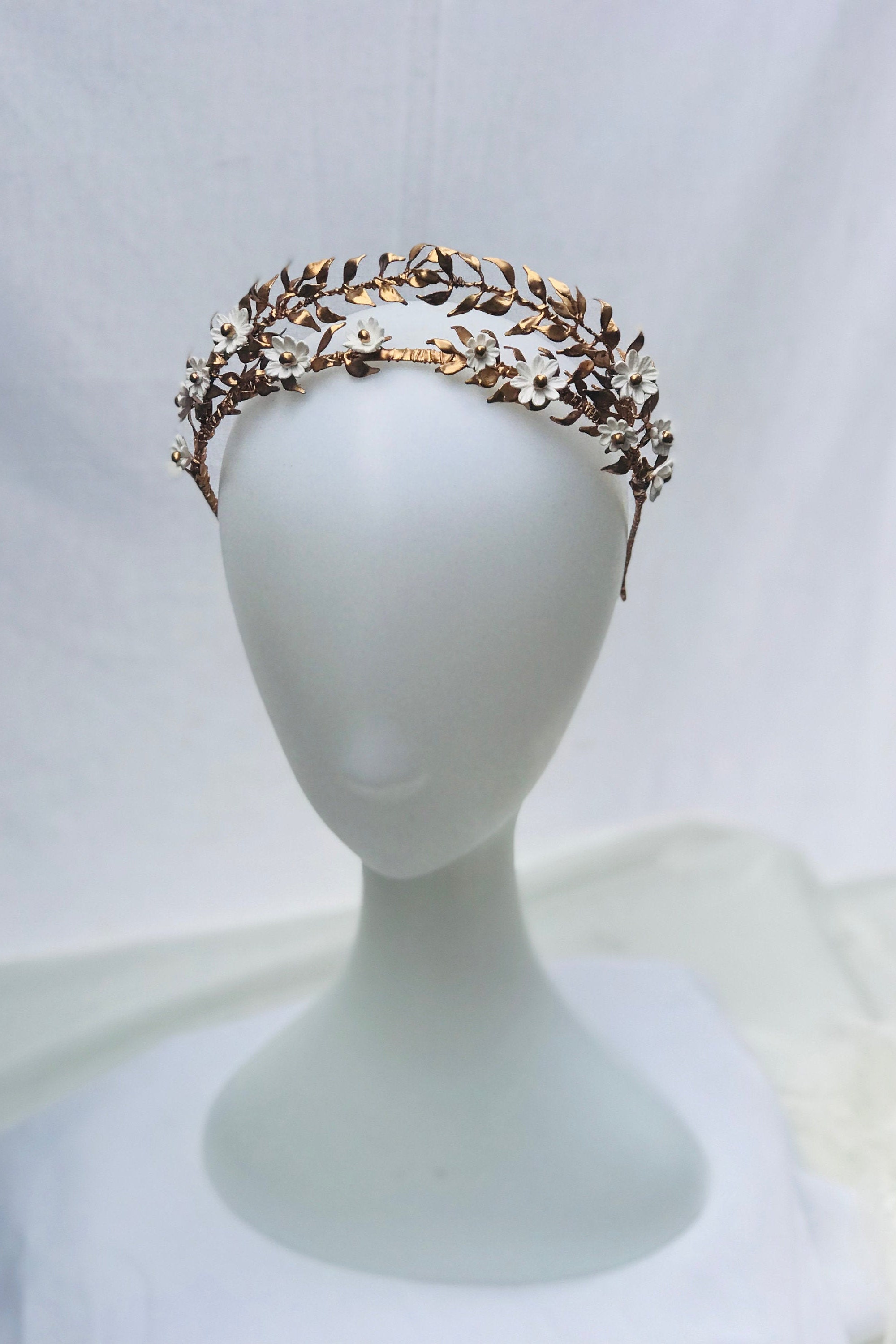 Bronze bridal Crown Bronze tiara 70s style wedding Daisy | Etsy