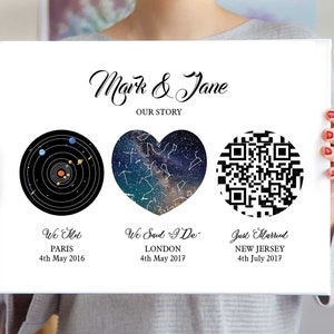 Personalized Star Map for Couple / Playable QR Code / Solar - Etsy