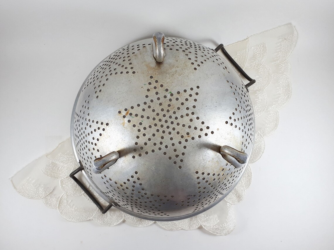 Rustic Aluminum Colander Star Design Vintage Kitchen Strainer Country ...