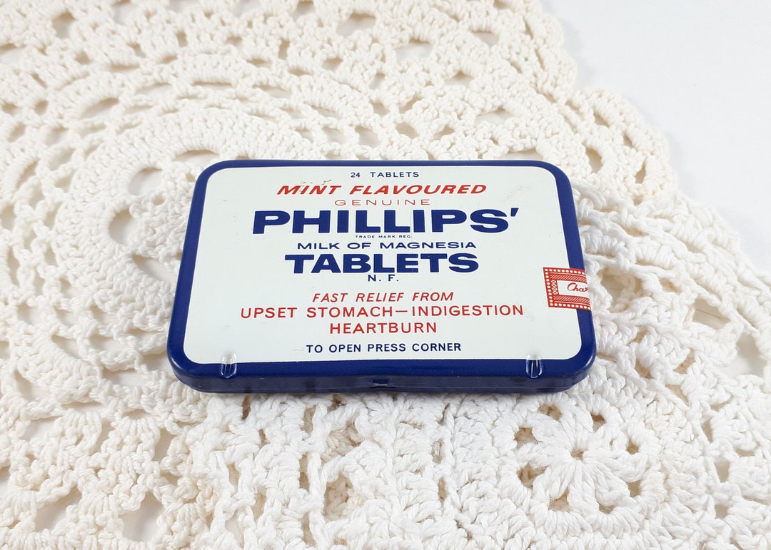 Vintage Small Phillips' Milk of Magnesia Tin Pocket Pack Stomach Remedy ...