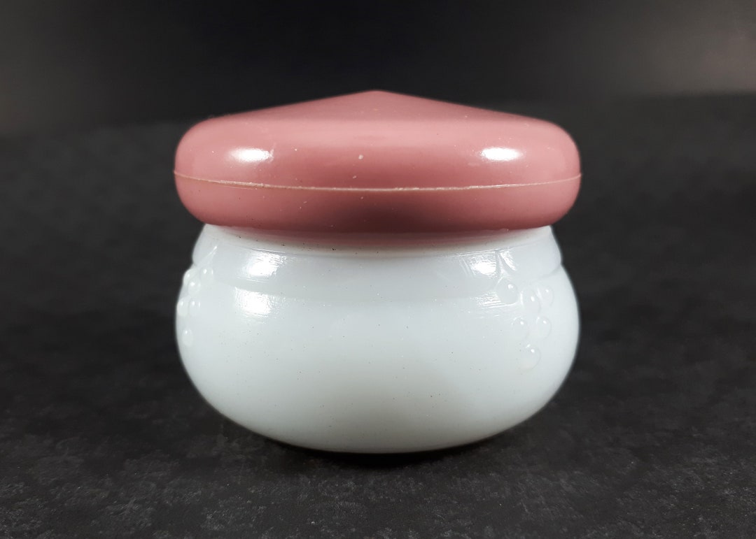 Avon Cotillion Cream Sachet Jar Milk Glass With Pink Top Mid Century ...