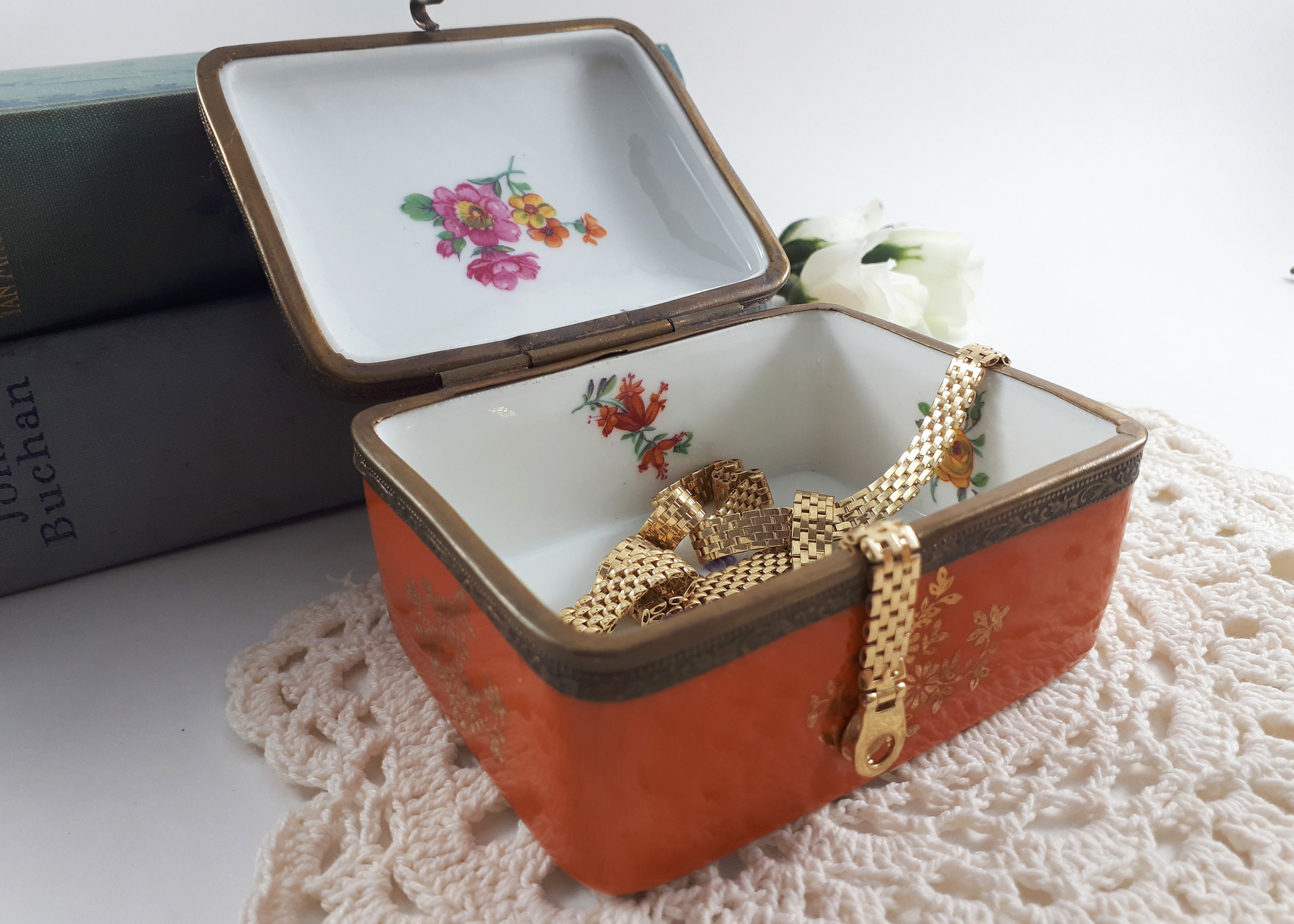 German Porcelain Trinket Box Jlmenau Dresser Box Vintage Ilmenau ...
