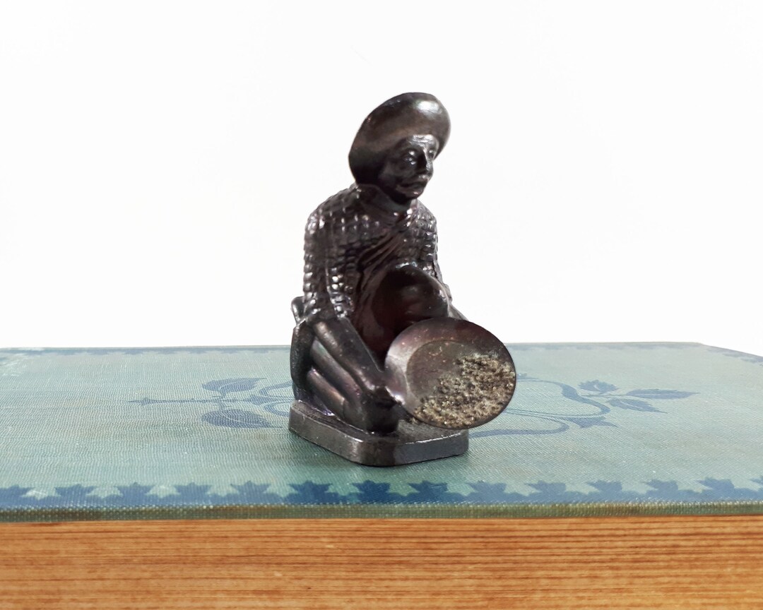 Tiny Gold Prospector Figurine in Bronze Souvenir of Alaska or Yukon ...