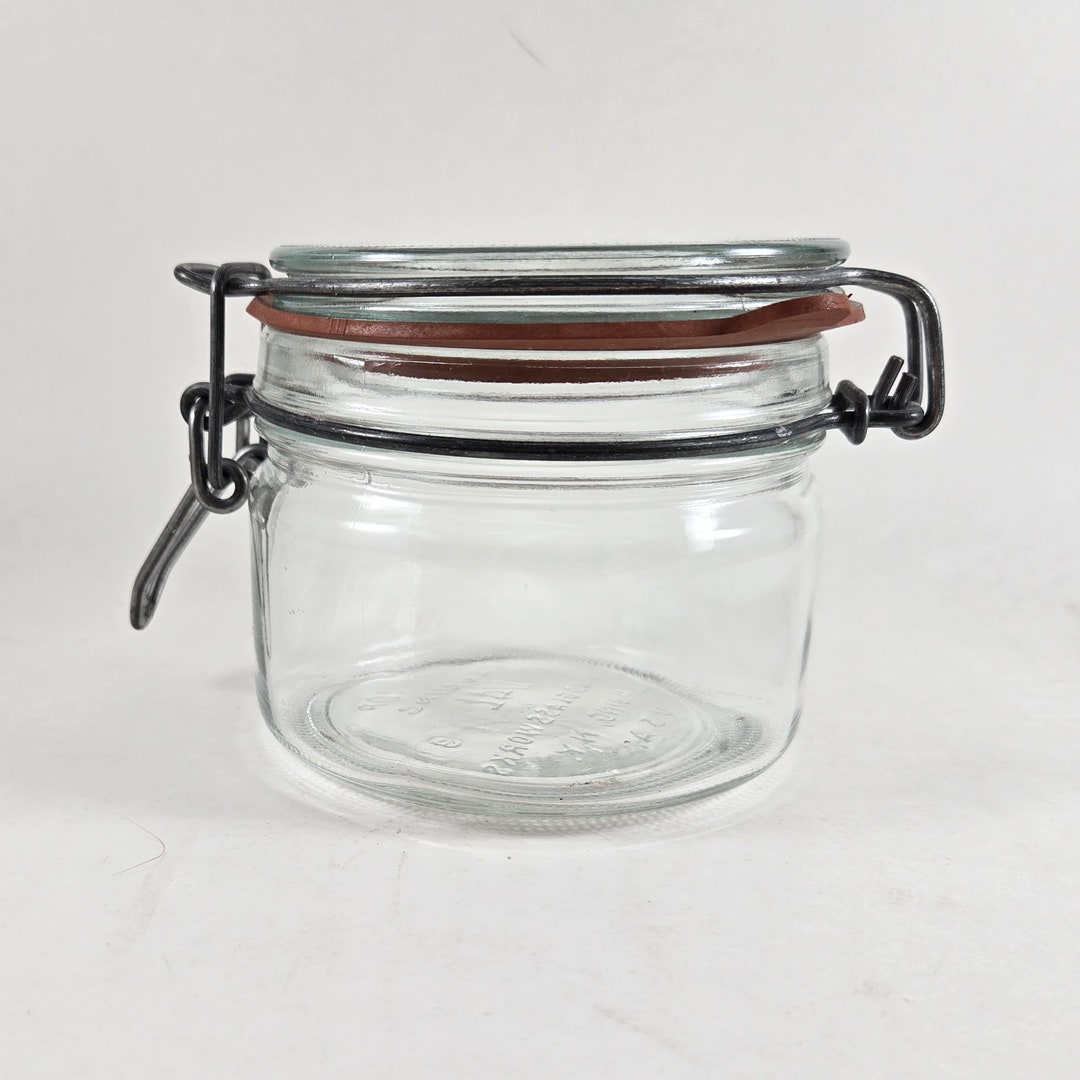 Vintage 1/4 Litre Corning Glass Storage Jar With Bale Lid; Lidded ...