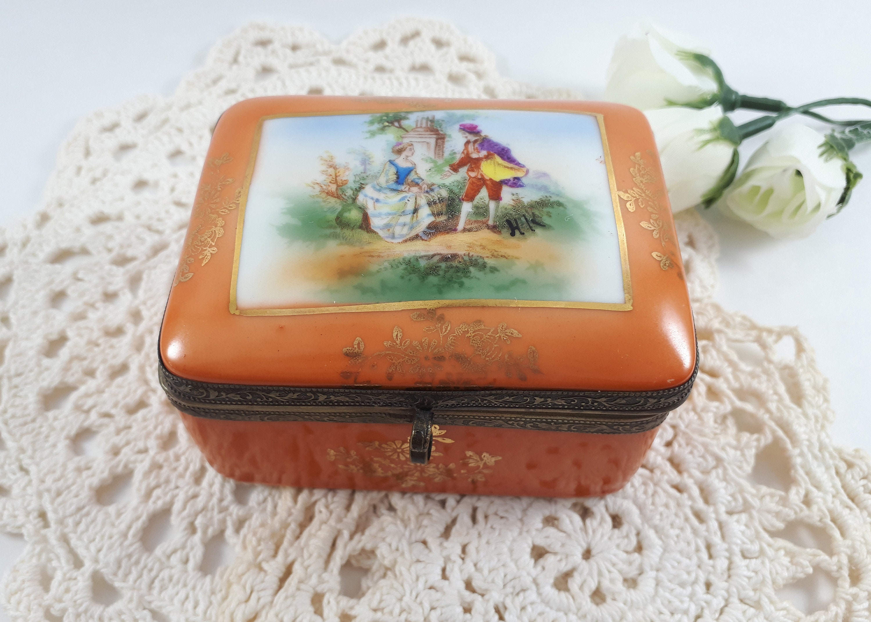 German Porcelain Trinket Box Jlmenau Dresser Box Vintage Ilmenau ...