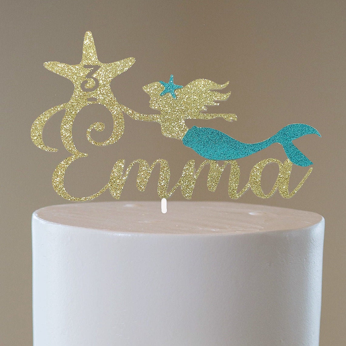 Mermaid Cake Topper Custom Mermaid Cake Topper Name Age | Etsy