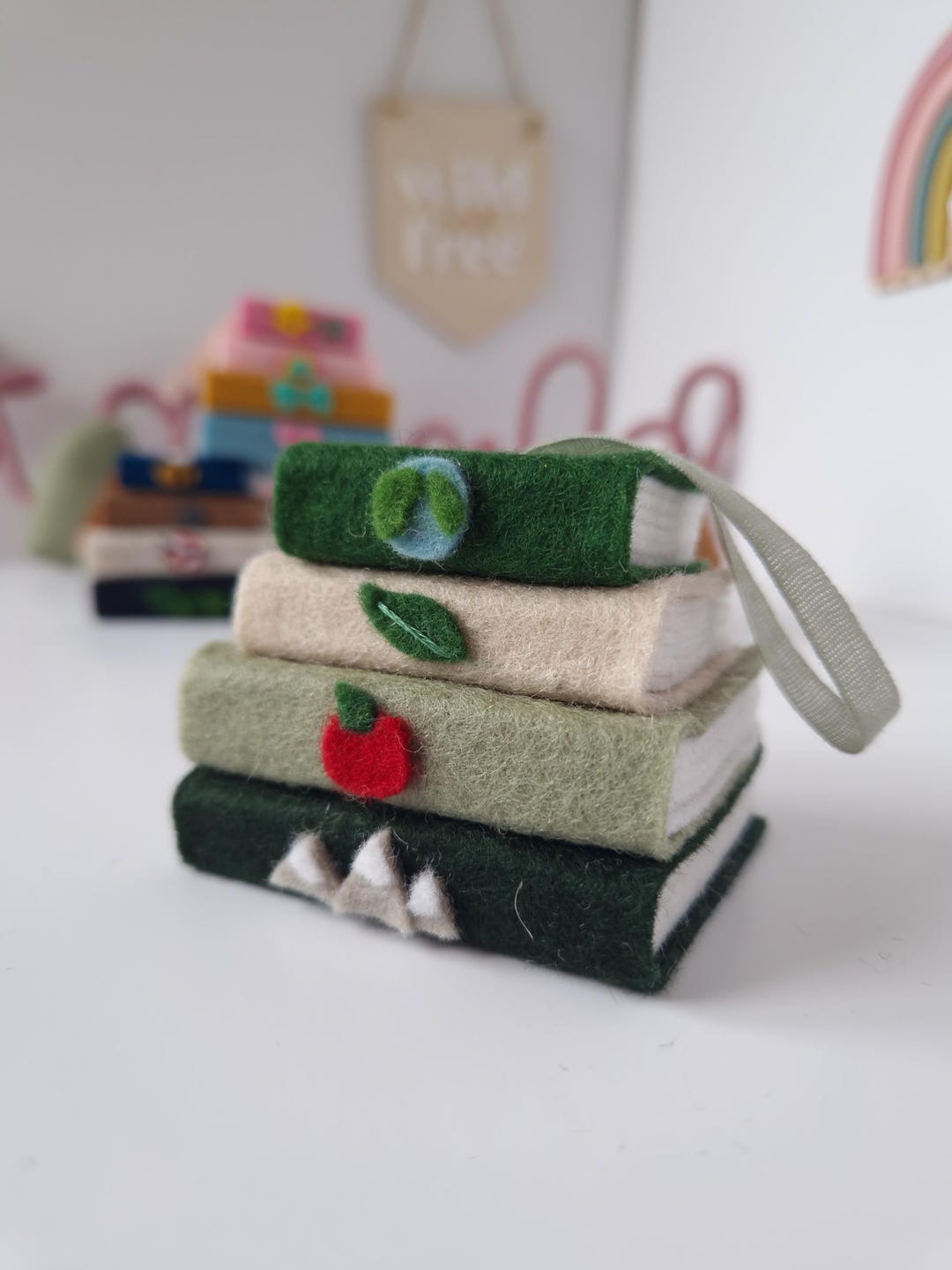 Handmade Any Colour Custom Book Stack Tower Pile Tree Ornament ...