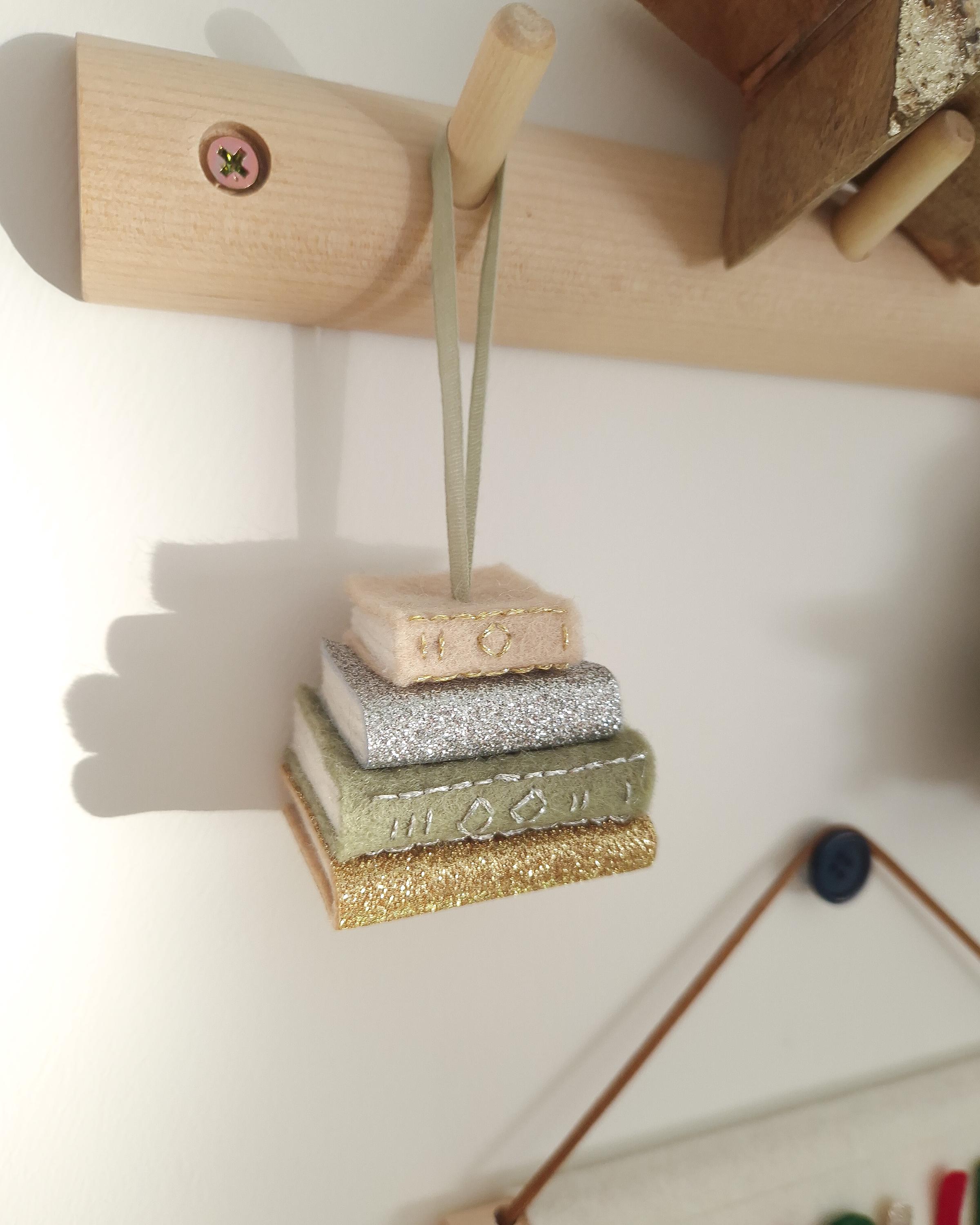 Handmade Glitter Book Stack Tower Christmas Tree Ornament Decoration ...