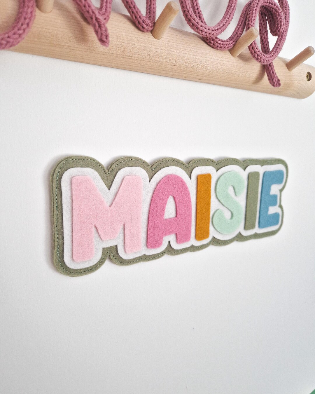 Handmade Any Colour Name Wool Felt Fabric Triple Layered Wall Hanging ...