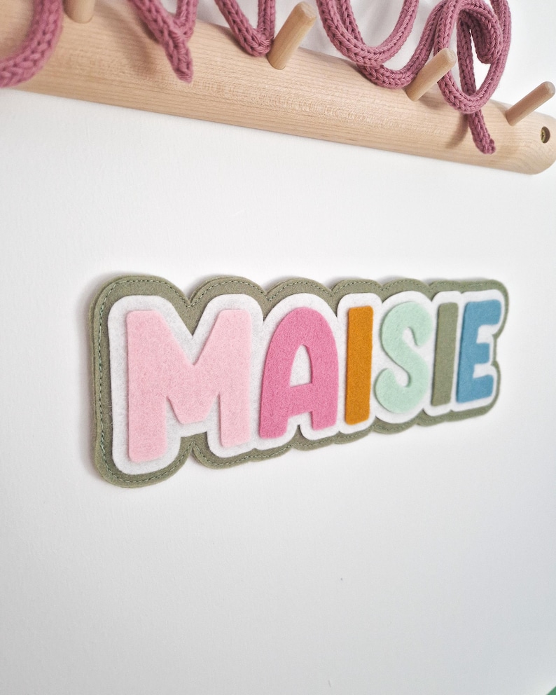 Handmade Any Colour Name Wool Felt Fabric Triple Layered Wall Hanging ...