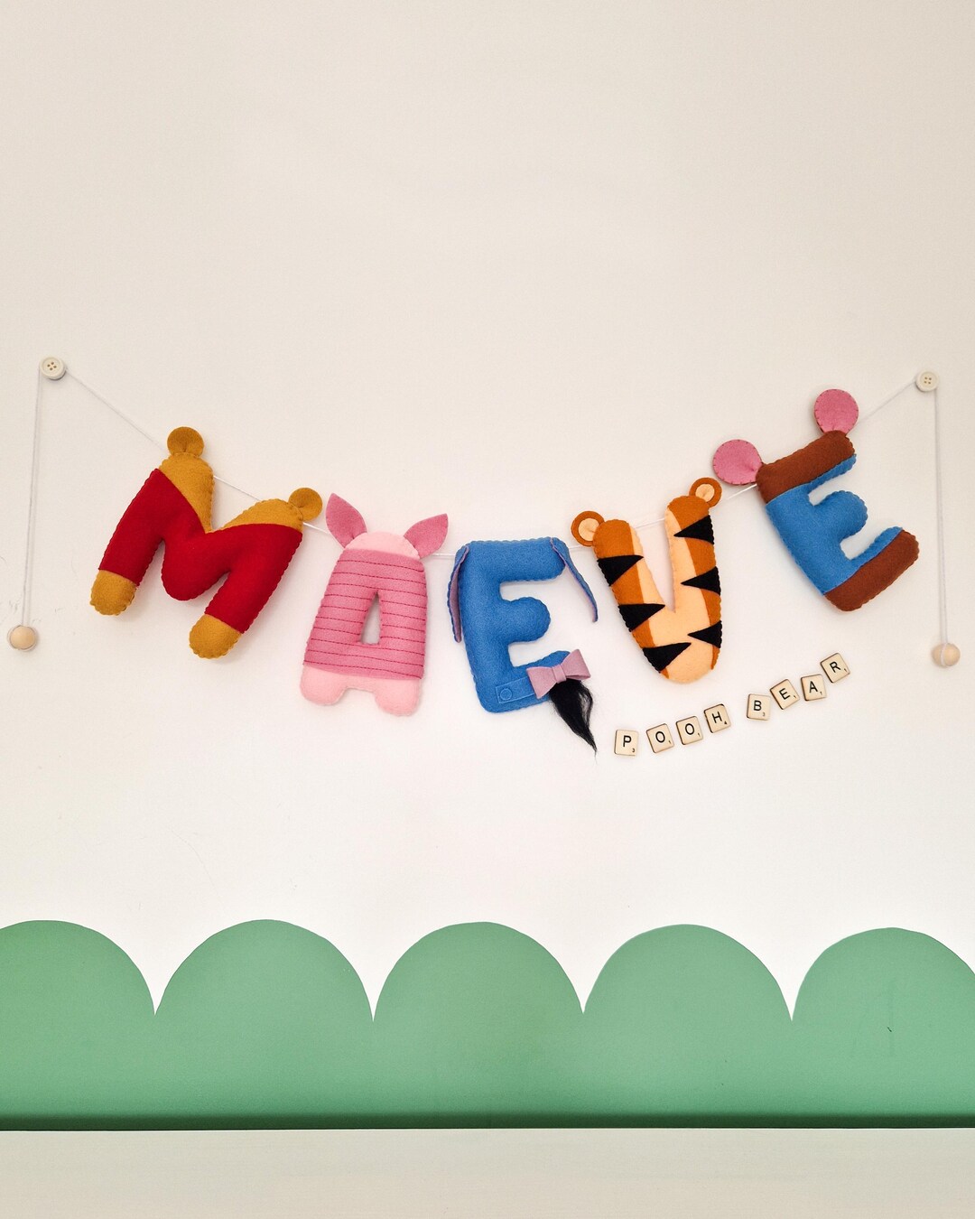 Handmade Winnie the Pooh Bear Inspired Initial Letter Wool Felt Wall ...