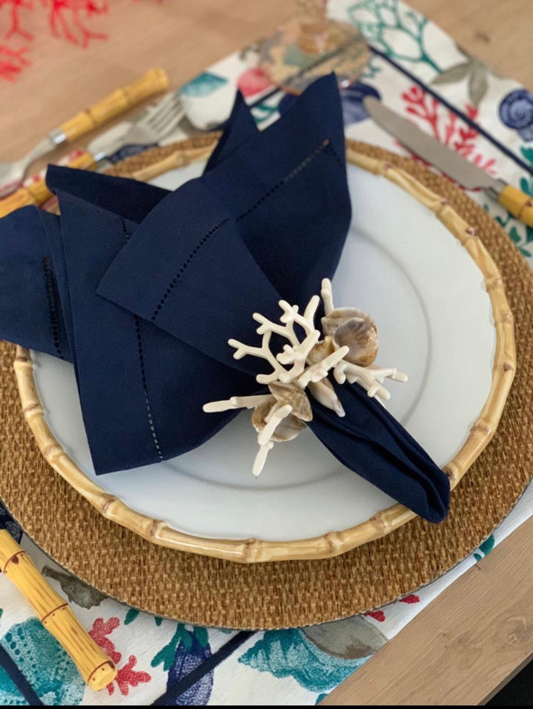 Off White Coral Napkin Rings, Set of 6 - Etsy