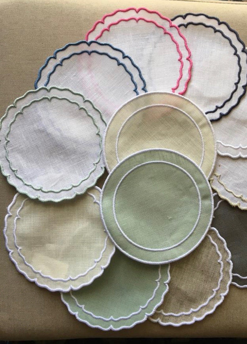 Set of 4 Treated Linen Coasters - Etsy