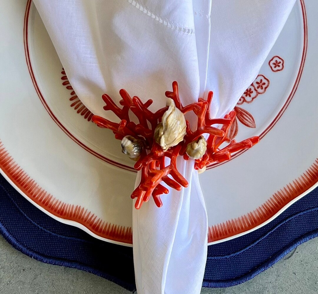 Red Coral Napkin Rings, Sets of 6 - Etsy