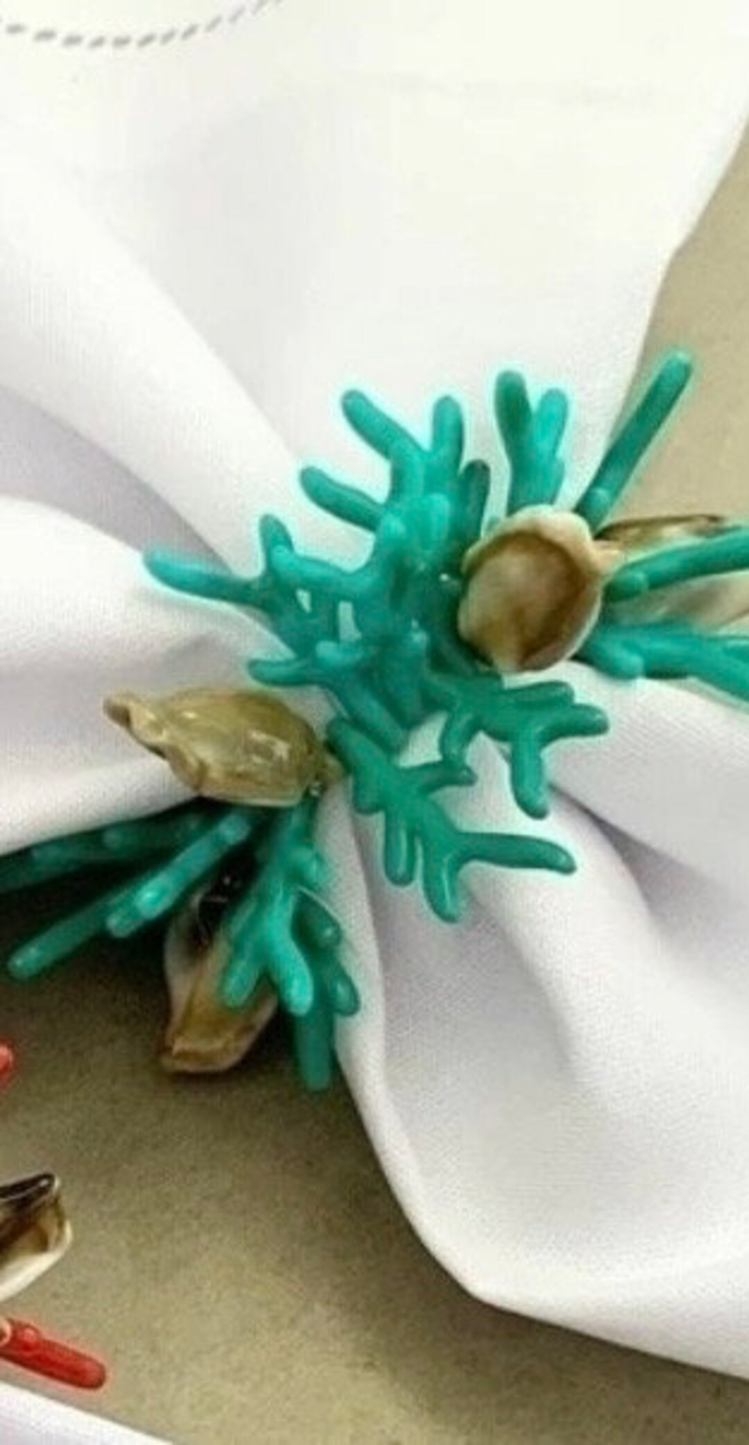 Turquoise Coral Napkin Rings, Sets of 6 or 10 - Etsy