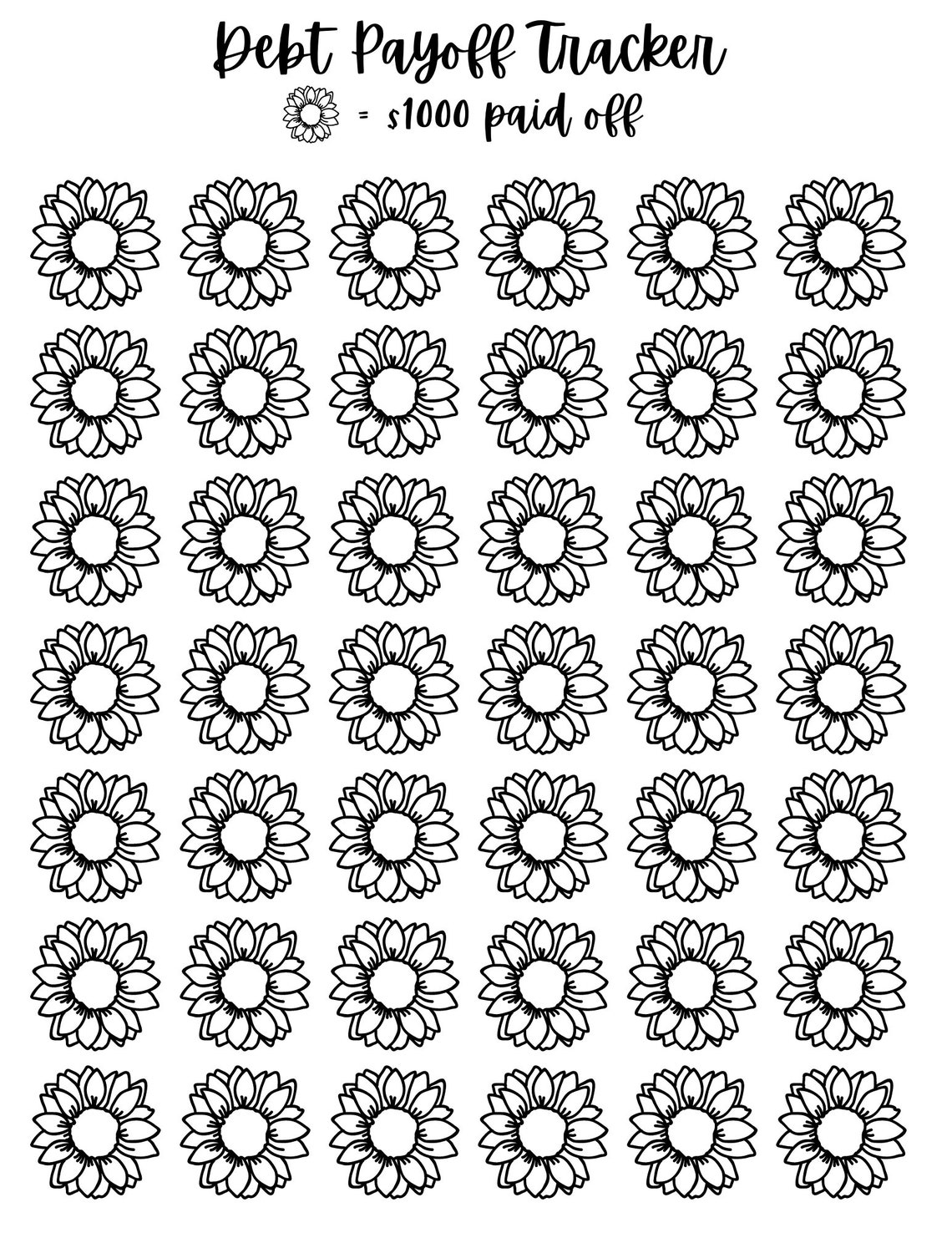 Debt Payoff Tracker Coloring Page Color in Sunflowers to Keep Track of ... Debt Payoff Tracker Coloring Page Color in Sunflowers to Keep Track of ...