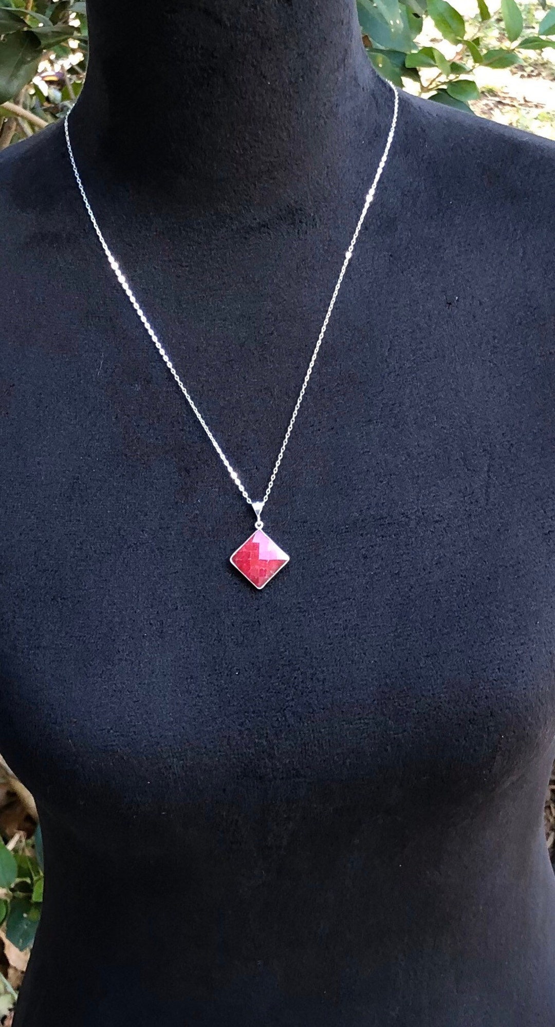 Ruby Necklace, Ruby Jewelry, Large Ruby Necklace, Red Gemstone Necklace ...