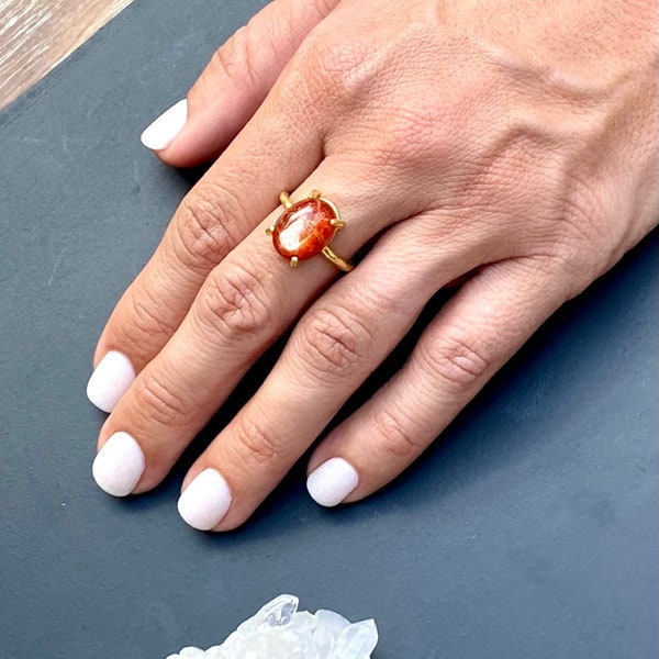 Orange Gemstone Ring - Etsy