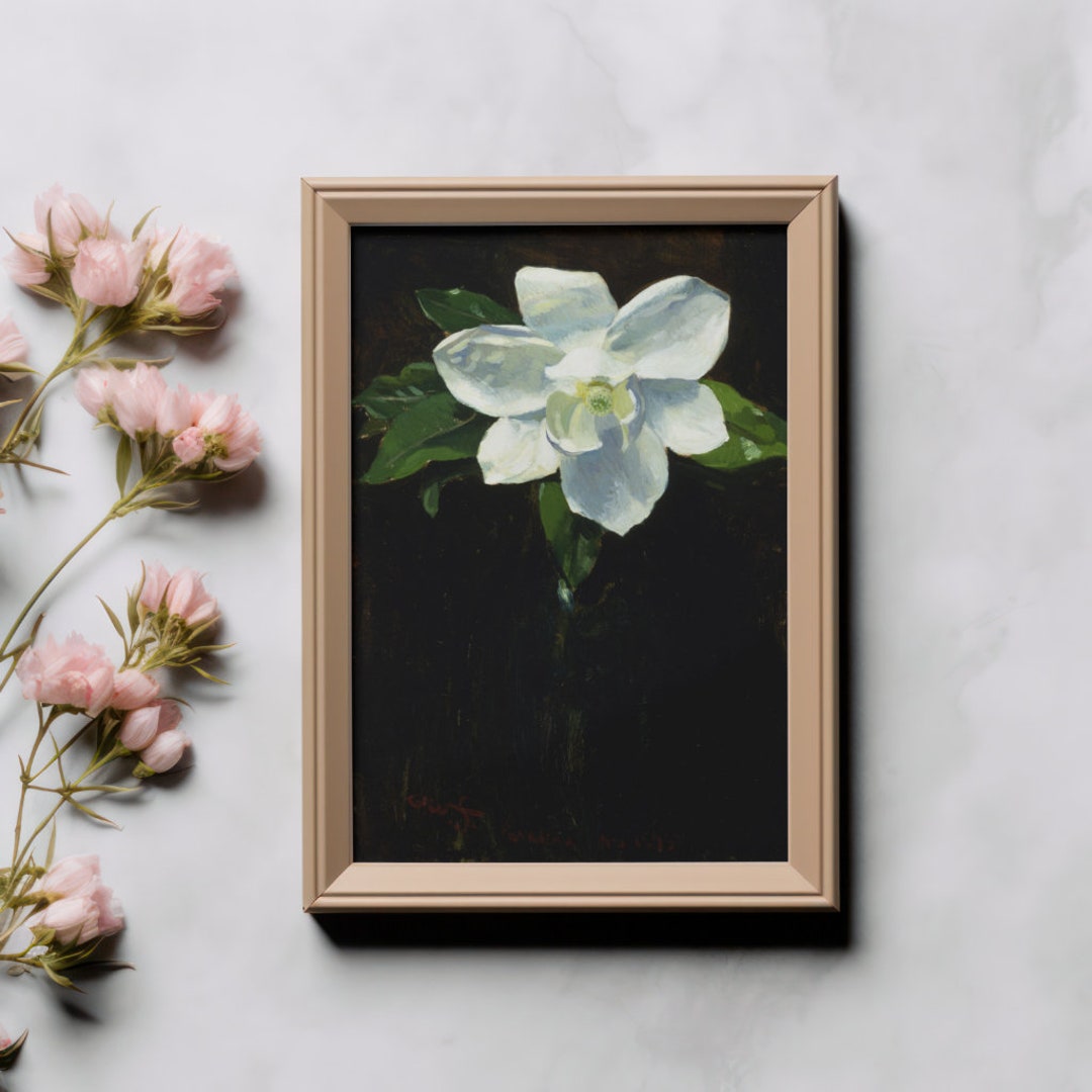 Magnolia Oil Painting Vintage Art Vintage Oil Painting Flower Art ...