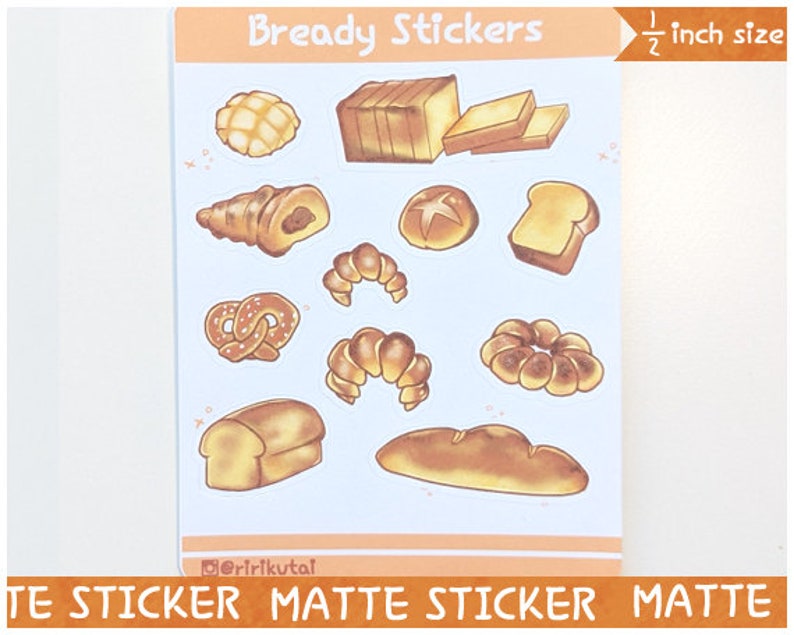 Bread Stickers - Baked Bread, Food Sticker Sheet for Journal, Presents ...