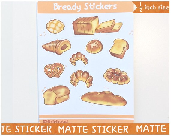 Bread Stickers - Baked Bread, Food Sticker Sheet for Journal, Presents ...
