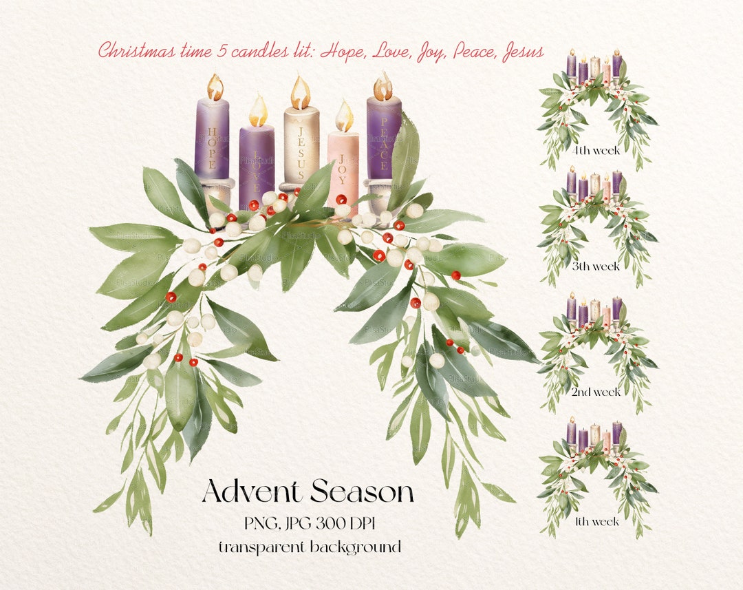 Christmas Candles Catholic Advent Wreath Clipart PNG Winter Garland ...