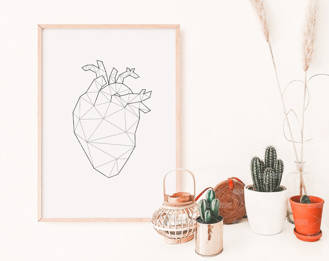 Human Heart Geometric Print Cardiologist Contemporary poster | Etsy