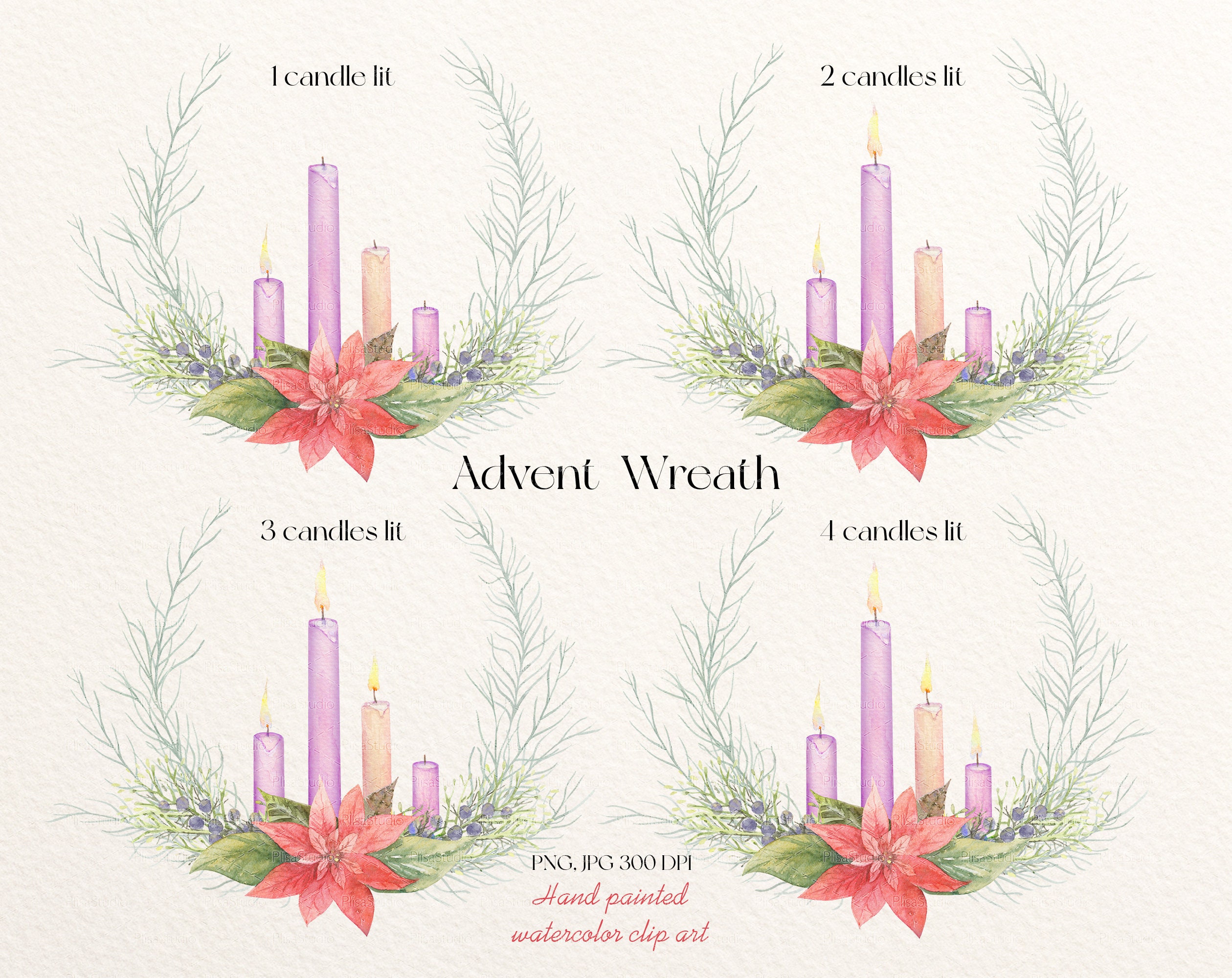 Weekly Advent Candles Clip Art