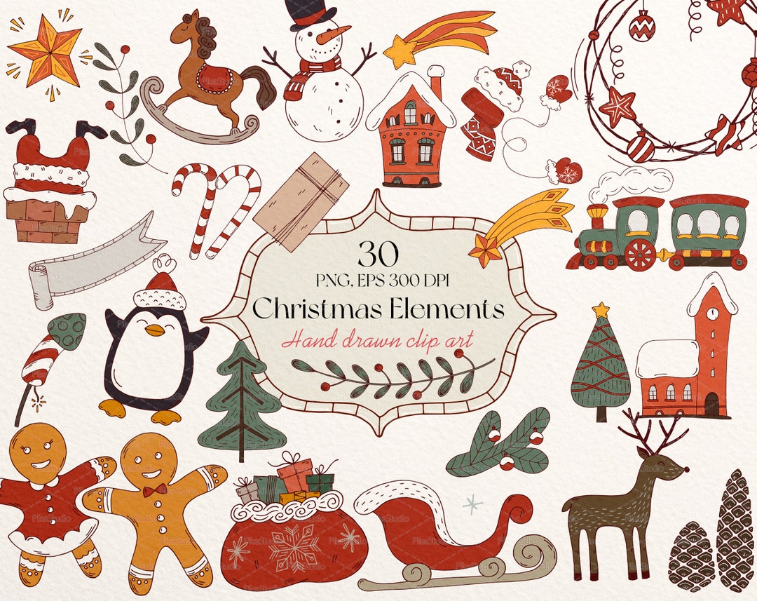 Christmas Winter Clipart Bundle Snowman Rudolph PNG Penguin Holiday ...