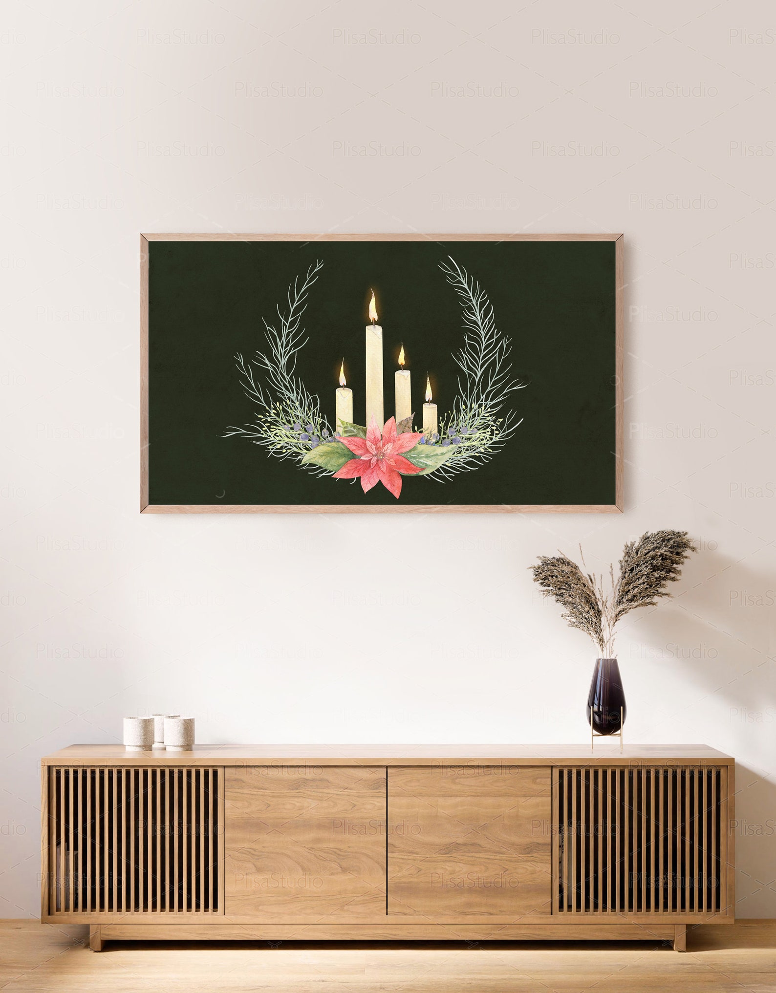 Christmas Samsung Frame TV Wall Art Advent Candles Wreath With ...