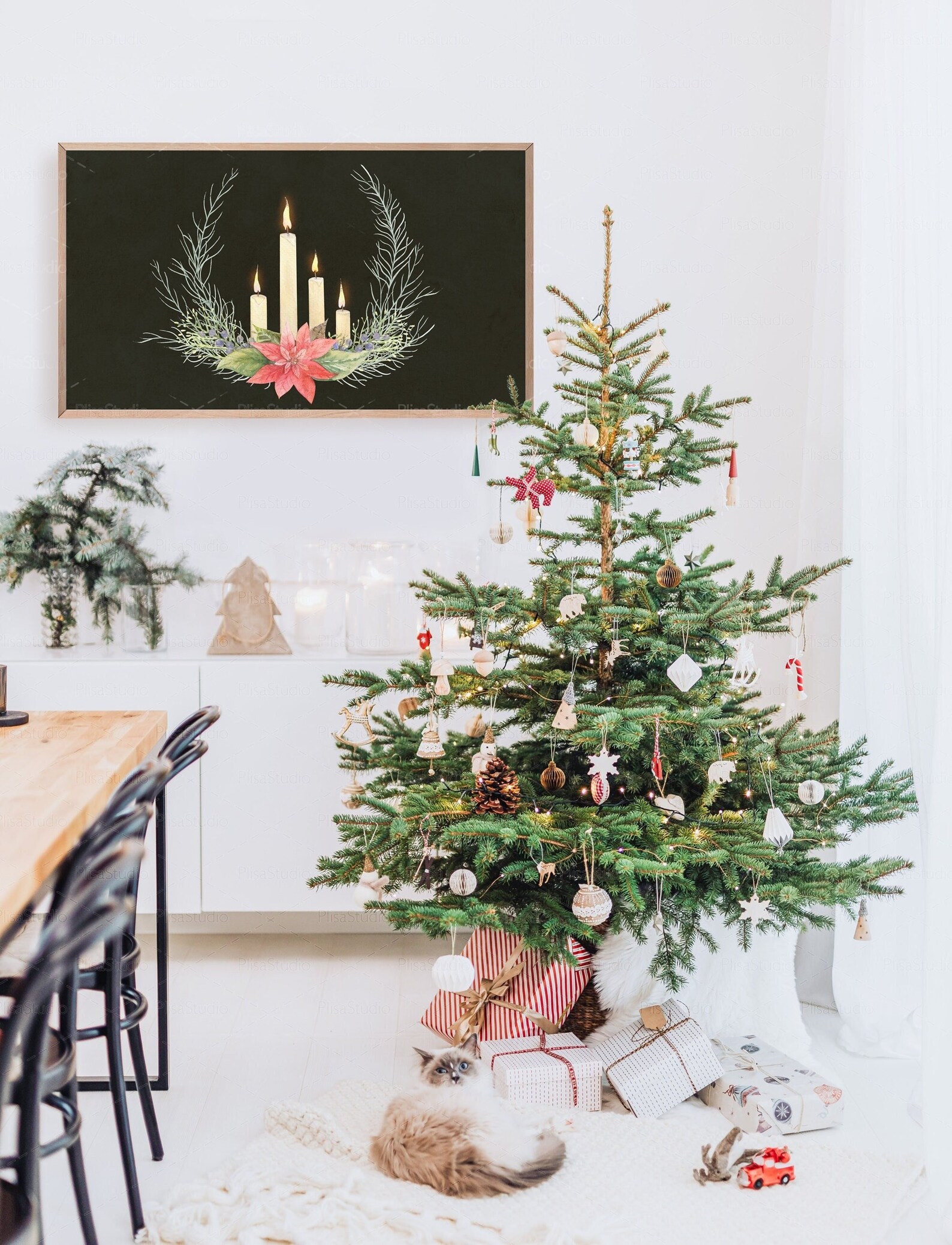 Christmas Samsung Frame TV Wall Art Advent Candles Wreath With ...