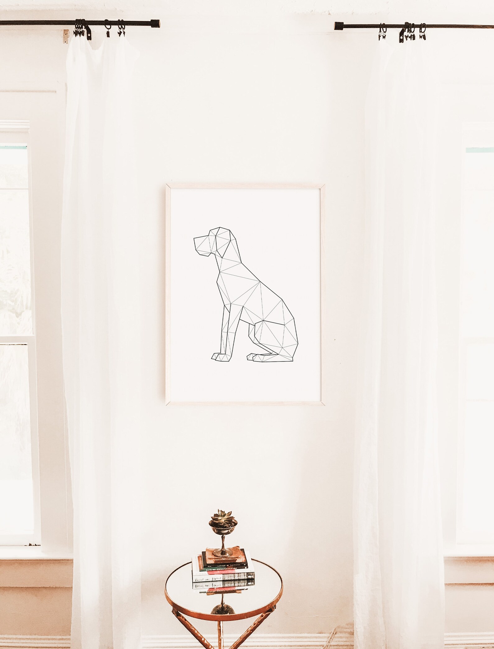Great Dane Sitting Geometric Print Canine Silhouette Line | Etsy