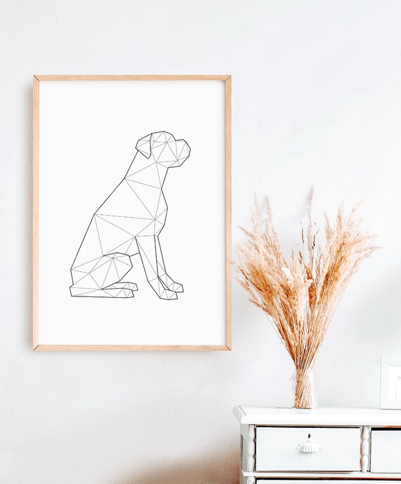 Boxer Sitting Printable Art Contemporary Geometric poster | Etsy