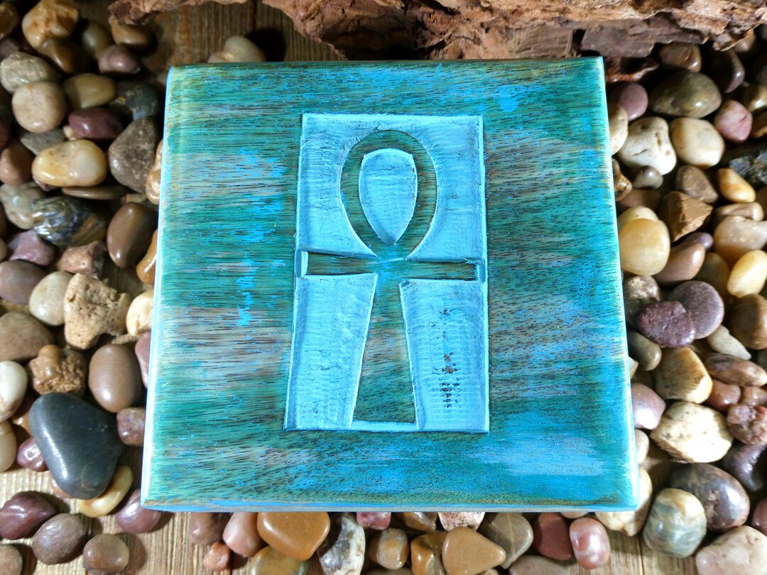 Handmade Wooden Egyptian Ankh Box - Stash Box, Trinket Box, Jewelry Box ...
