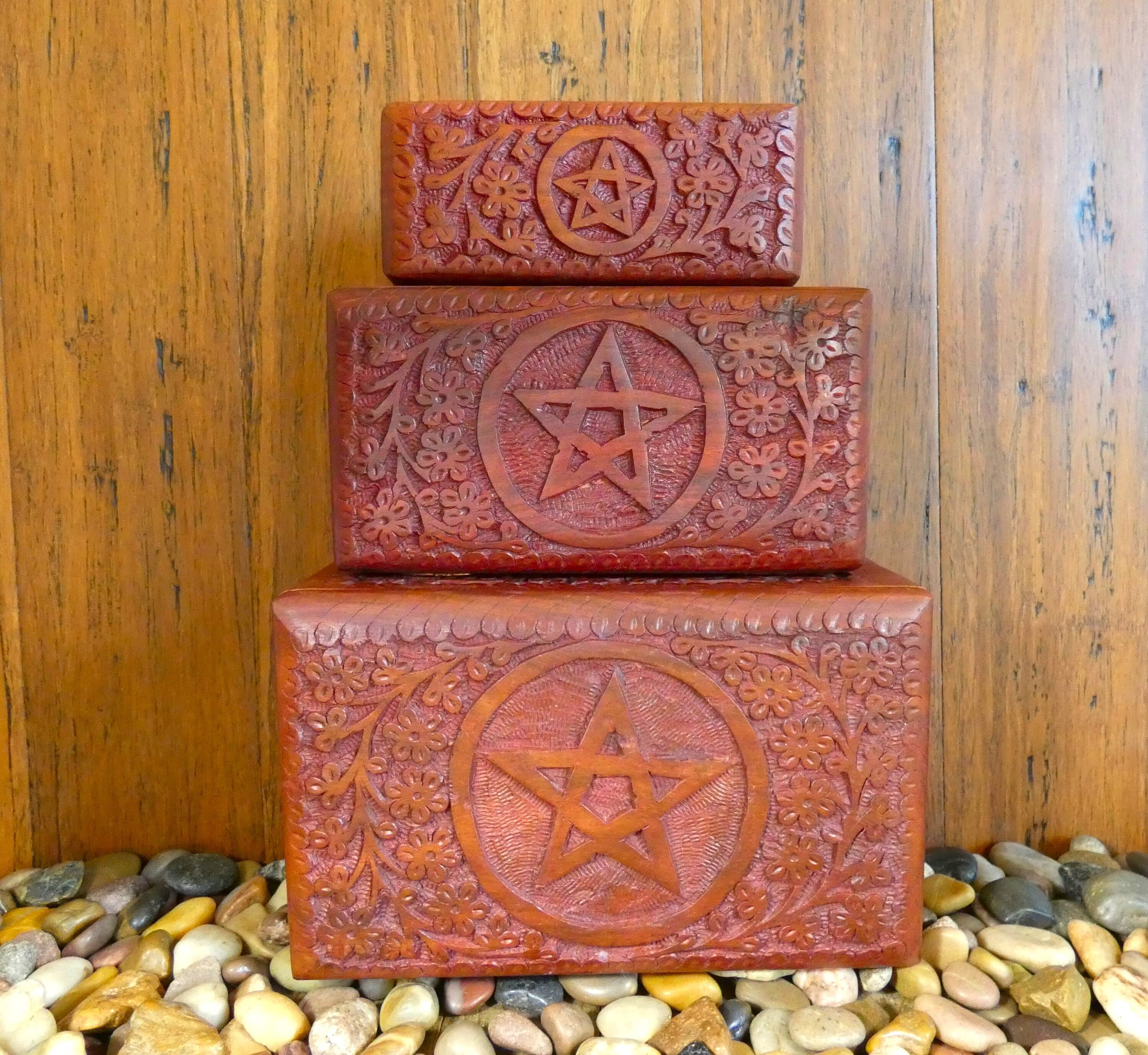 Pentagram Triple Nesting Box Set - Pentagram Boxes, Wiccan Boxes, Stash ...