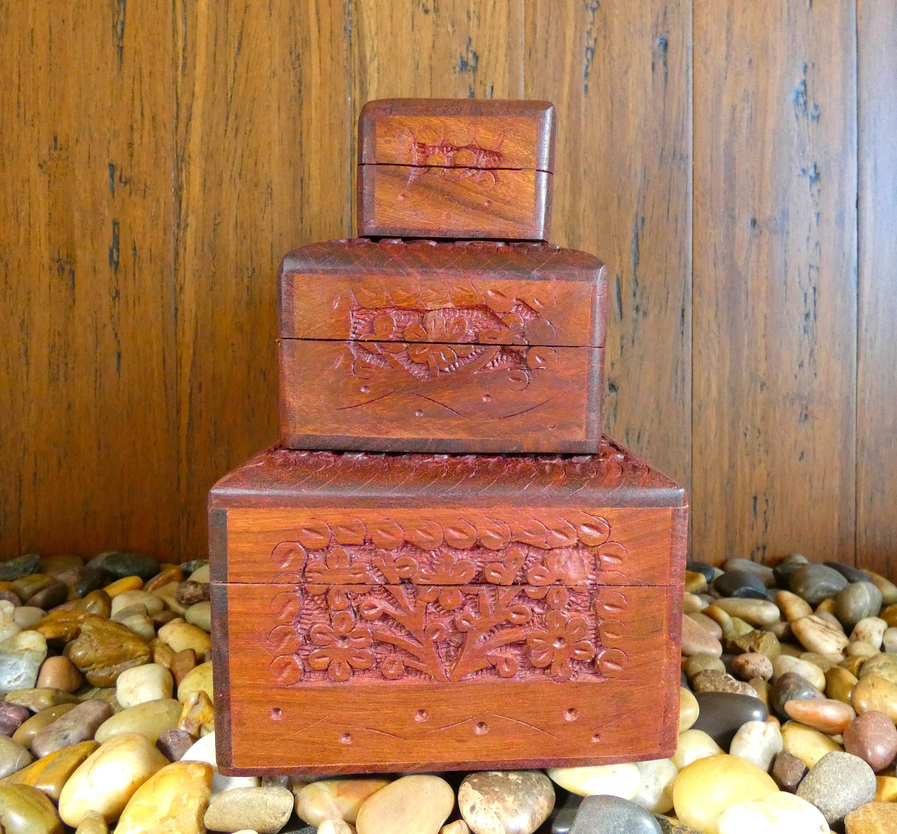 Pentagram Triple Nesting Box Set - Pentagram Boxes, Wiccan Boxes, Stash ...