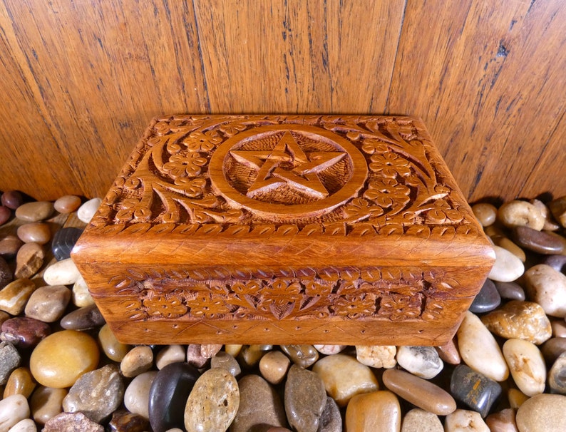 Hand Made Pentagram Indian Wooden Box - Pentagram, Pentagram Box, Wicca ...