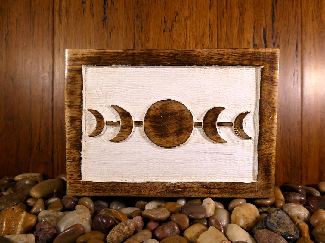 Handmade Wooden Moon Phase Box With Latch Handmade Box, Moon Phase ...