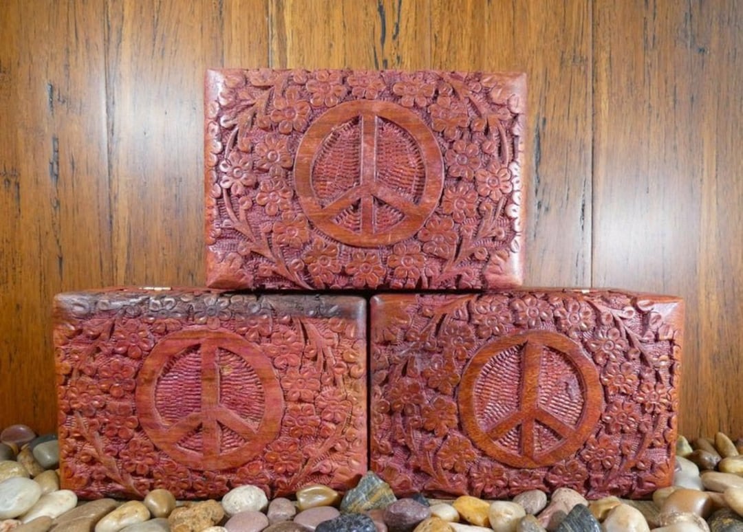 Hand Made Peace Sign Indian Box - Peace, Peace Box, Indian Box ...